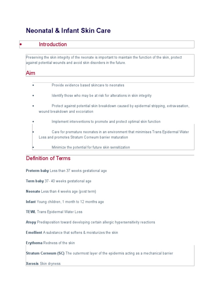 Neonatal Skin Care Guidelines | PDF | Infants | Topical Medication
