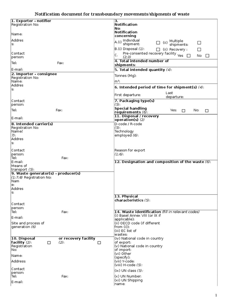 Transboundary Waste Shipment Notification | PDF | Waste Management | Waste
