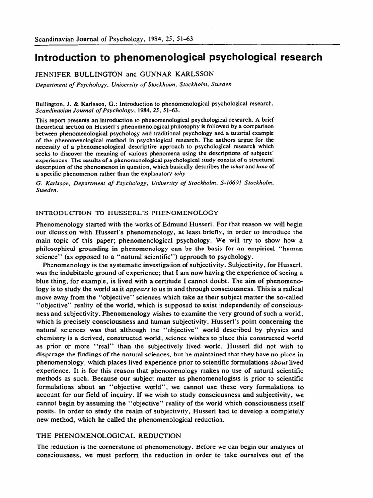 Introduction to Phenomenological Research | PDF | Phenomenology ...