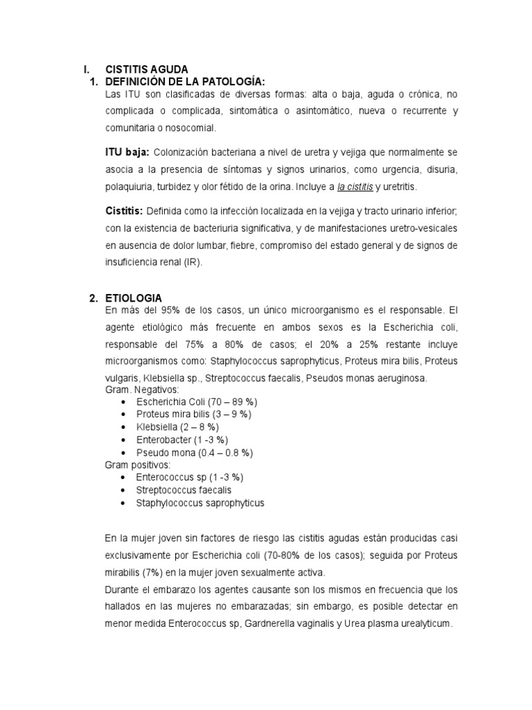 Cistitis Aguda | PDF | Infección del tracto urinario | Sistema urinario