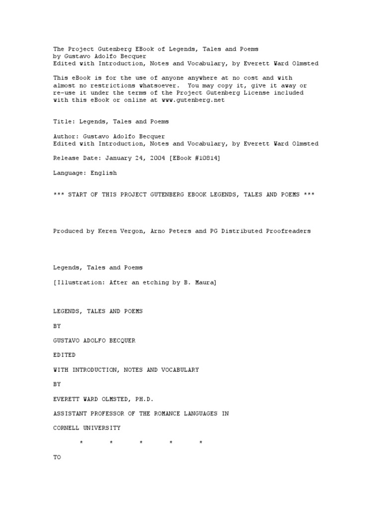 Tales and Poems Becquer | PDF | Project Gutenberg | Romanticism