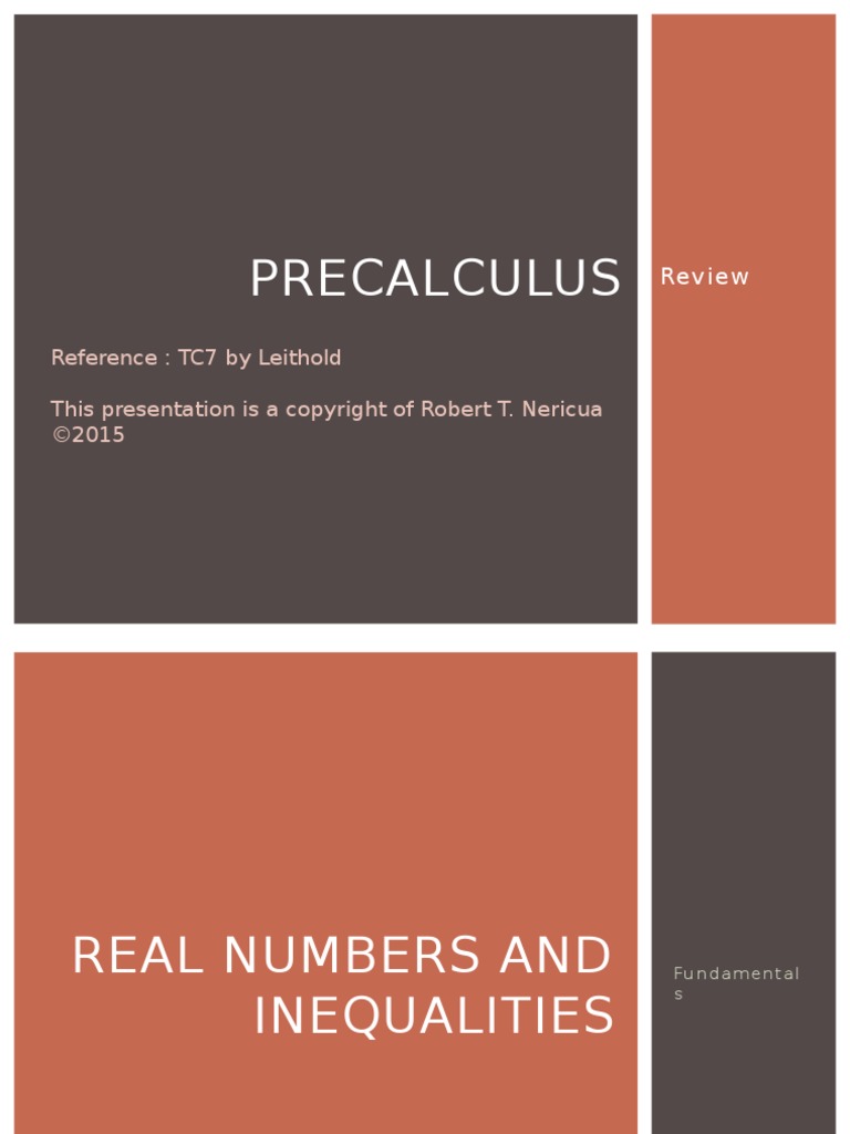 Precalculus: Reference: TC7 by Leithold ©2015 | PDF | Trigonometric ...