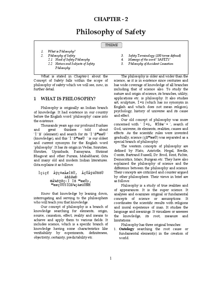 Philosophy of Safety: Chapter - 2 | PDF | Risk Management ...
