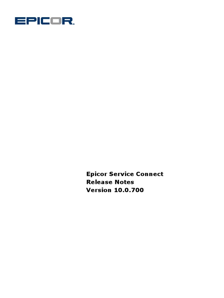 Epicor Service Connect Release Notes | PDF | Command Line Interface | Xml