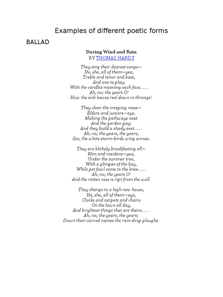 Examples of Different Poetic Forms | PDF | Sonnets | Poetry