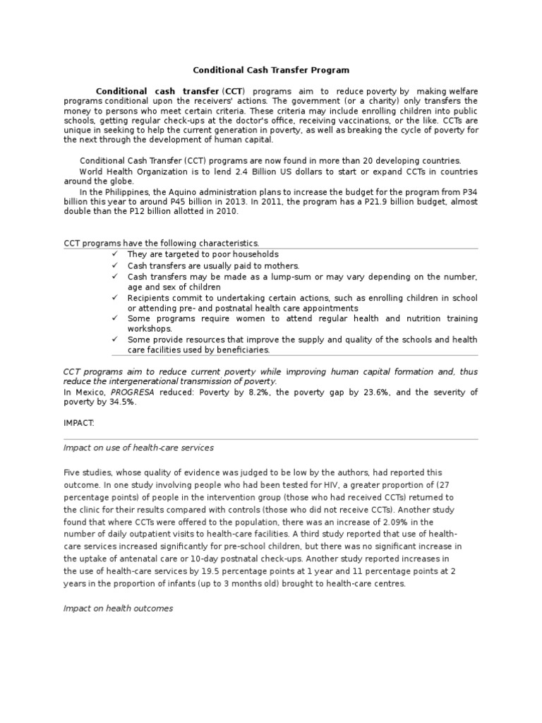 Conditional Cash Transfer Program | PDF | Health Sciences | Public Sphere