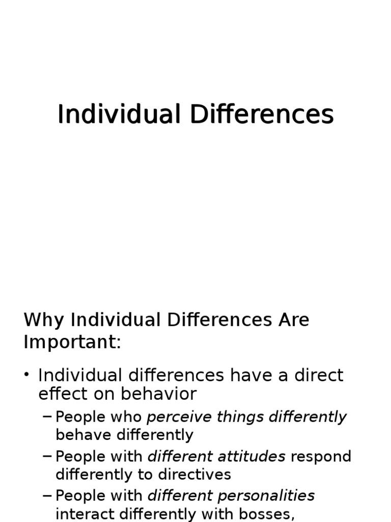 Individual Differences Individual Differences | PDF | Attitude ...