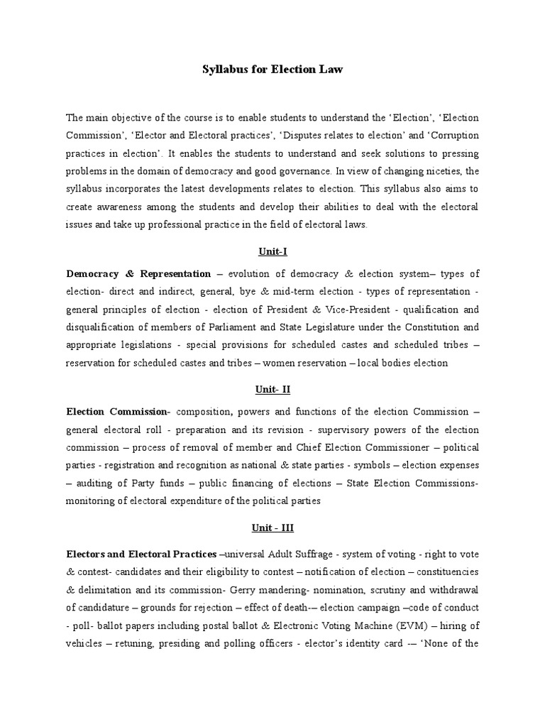 Syllabus - Election Law | Download Free PDF | Elections | Forms Of ...