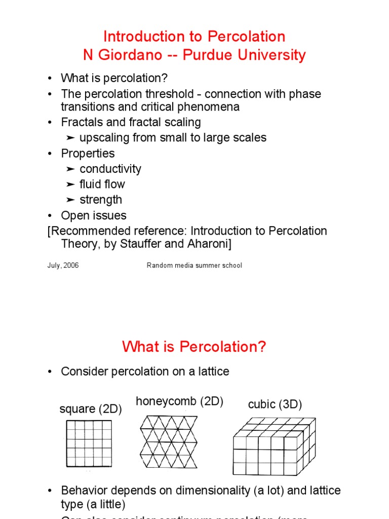 Introduction To Percolation | PDF | Condensed Matter Physics ...