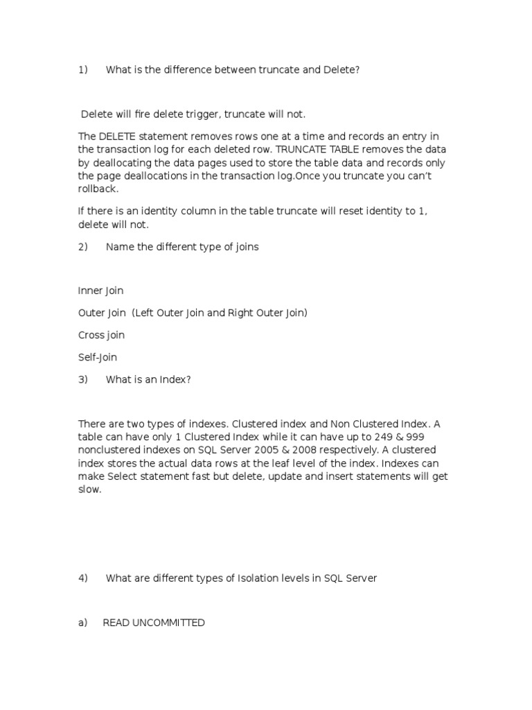 Sql Tricky Questions Pdf Database Index Information Retrieval
