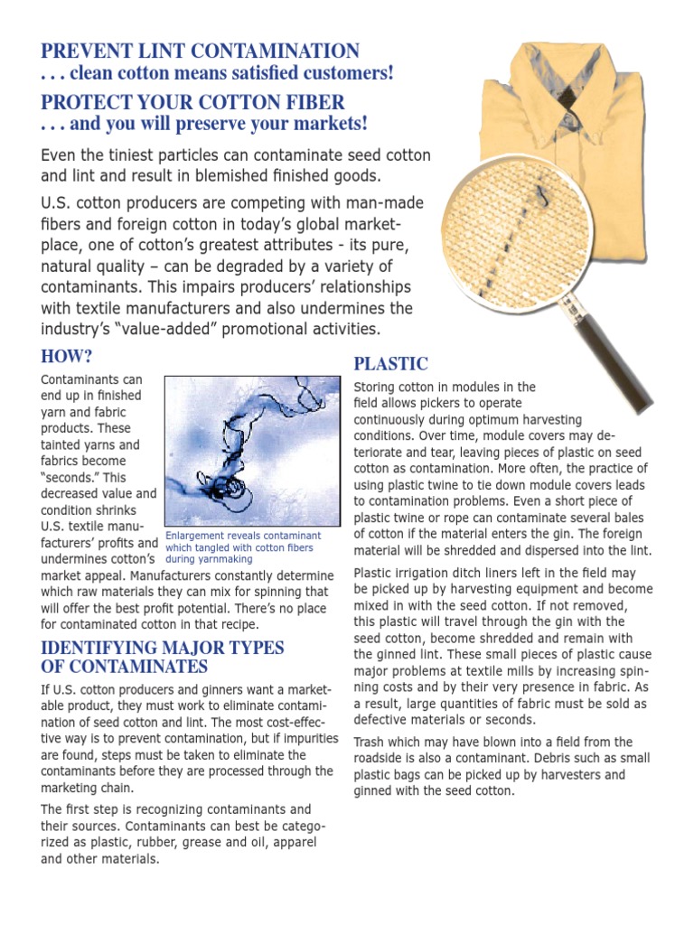 Cotton Contamination Prevention | PDF | Cotton | Textile Manufacturing