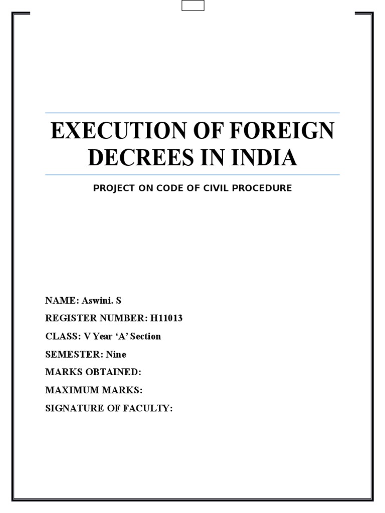 Execution of Foreign Decrees | PDF | Judgment (Law) | Lawsuit