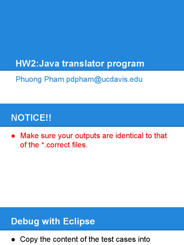 HW2:Java Translator Program: Phuong Pham Pdpham@ucdavis - Edu | PDF | Parsing | Scope (Computer ...