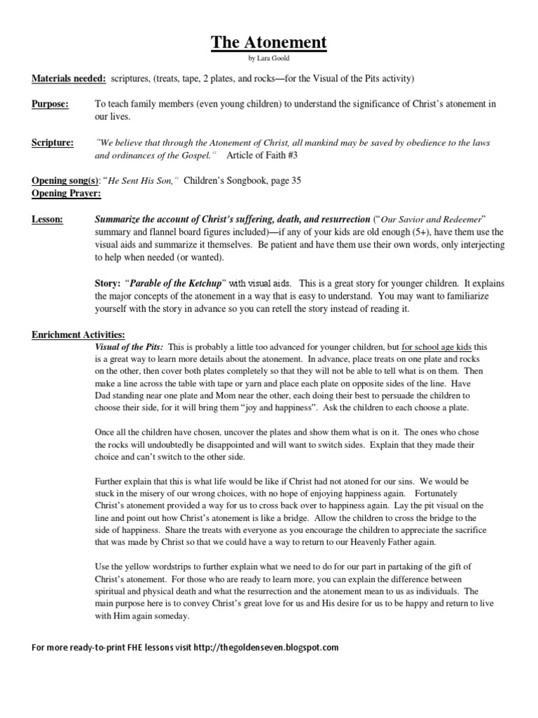 Jesus Christ's Atonement FHE Lesson (Perfect For Easter) | PDF ...