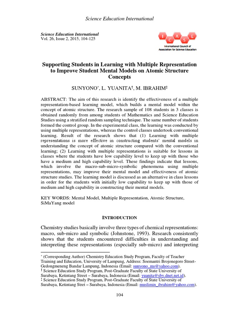 Supporting Students in Learning With Multiple Representation To Improve ...