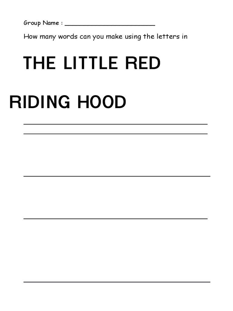 Word Game: Little Red Riding Hood | PDF