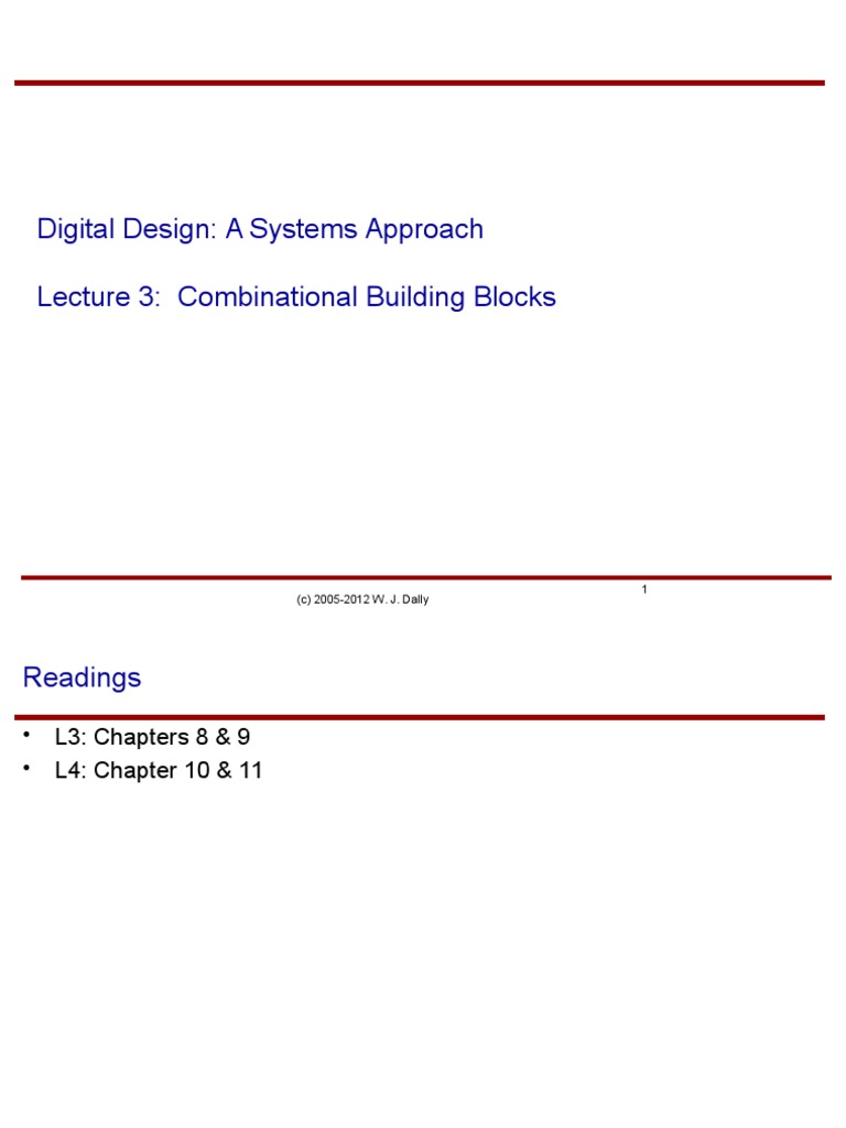 Digital Design: A Systems Approach Lecture 3: Combinational Building Blocks | Download Free PDF ...