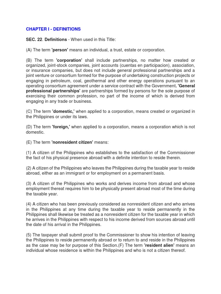 Definition of Terms NIRC Tax Code | PDF | Securities (Finance) | Loans