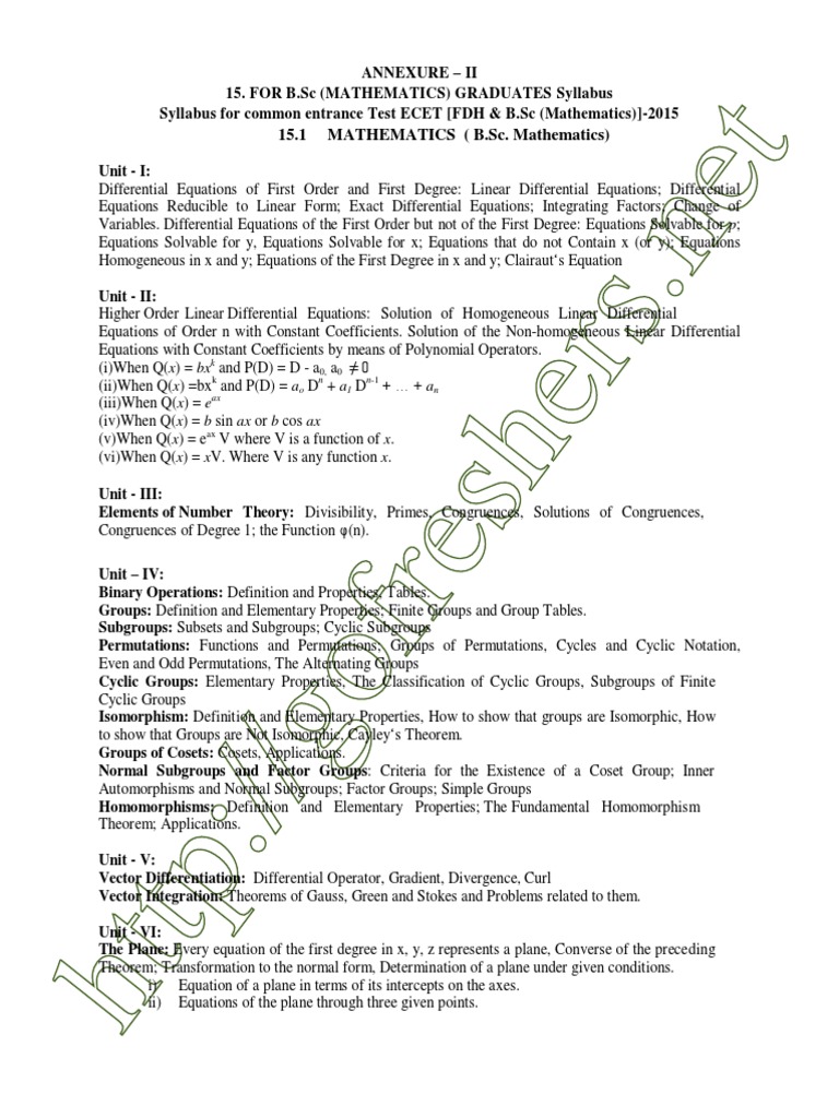 TS ECET B.SC Maths Syllabus and Exam Pattern | Download Free PDF ...