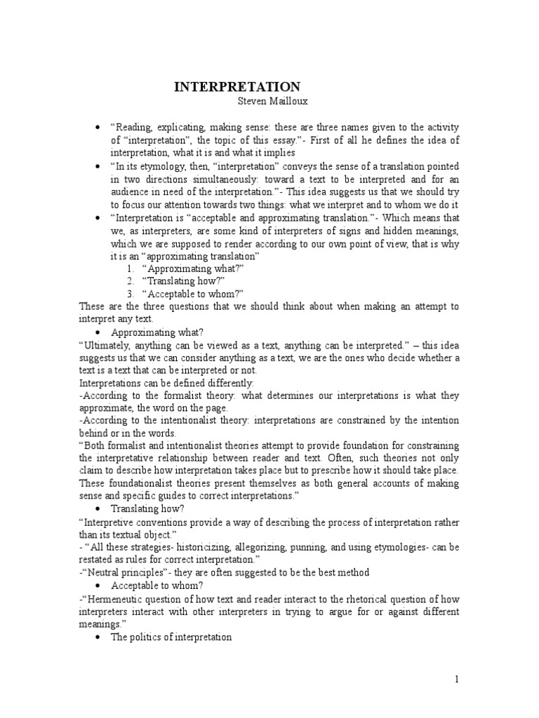 INTERPRETATION | Download Free PDF | Translations | Language Interpretation