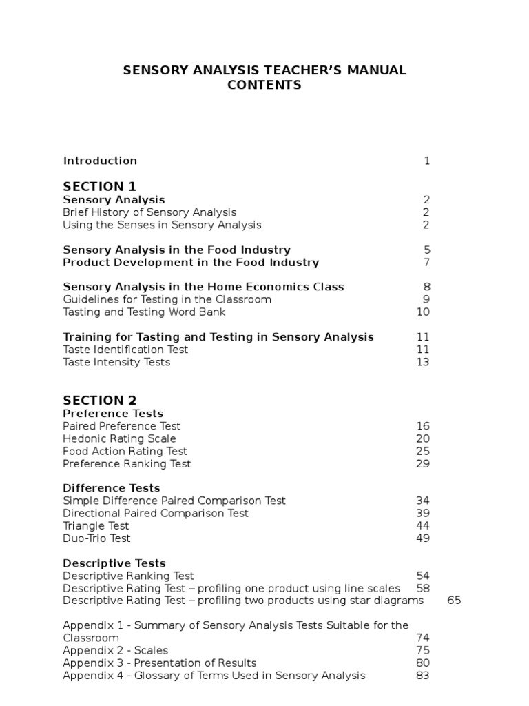 Sensory Evaluation Teacher's Manual | PDF | Taste | Flavor