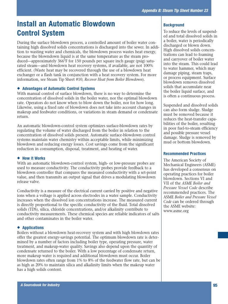 Install An Automatic Blowdown Control System: Background | PDF | Boiler ...