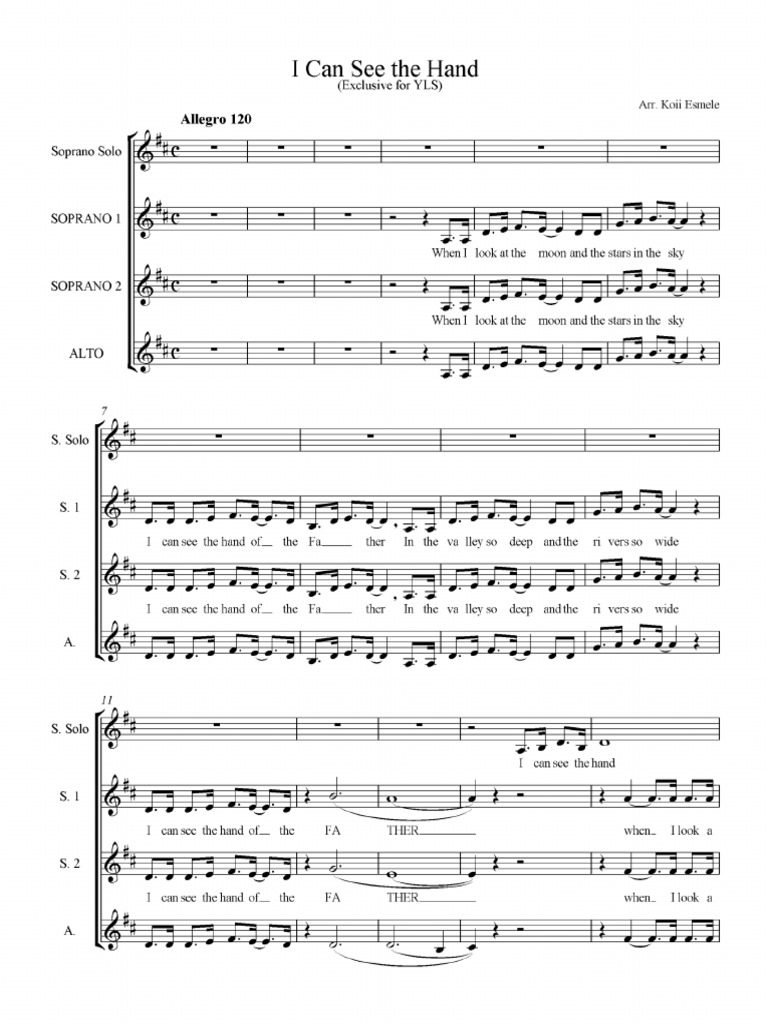 I Can See The Hand Music Sheet | PDF
