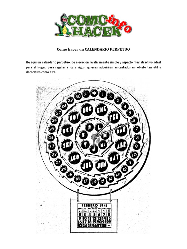 Calendario Perpetuo DIY | PDF | Calendario | Tornillo