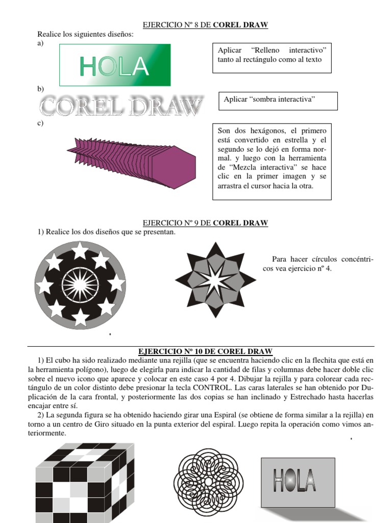 EJERCICIO Nº 8 al 10 COREL DRAW