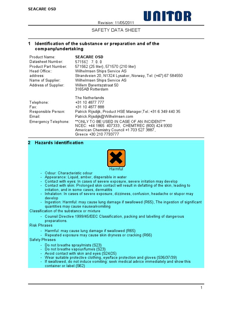Seacare Osd English | PDF | Chemistry | Chemicals