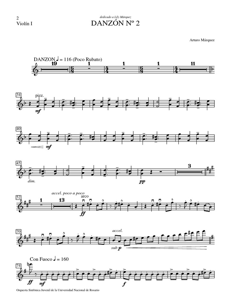 Marquez - Danzón #2 - Violín 01 | PDF | Composiciones Musicales ...