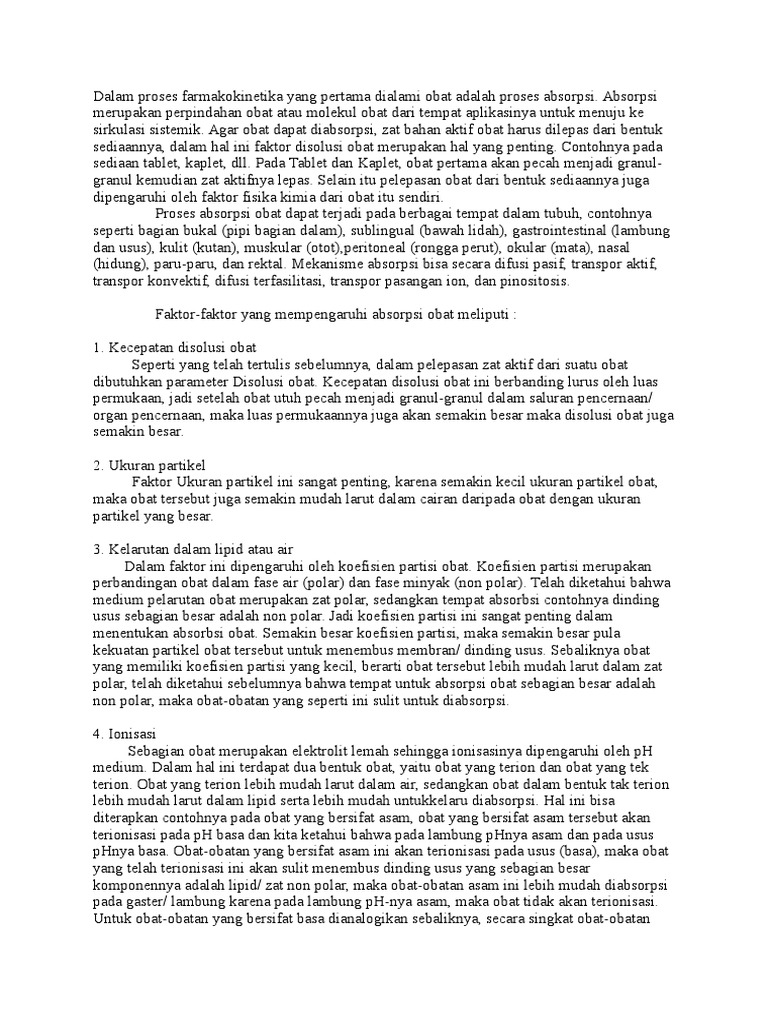Absorbsi Obat | PDF