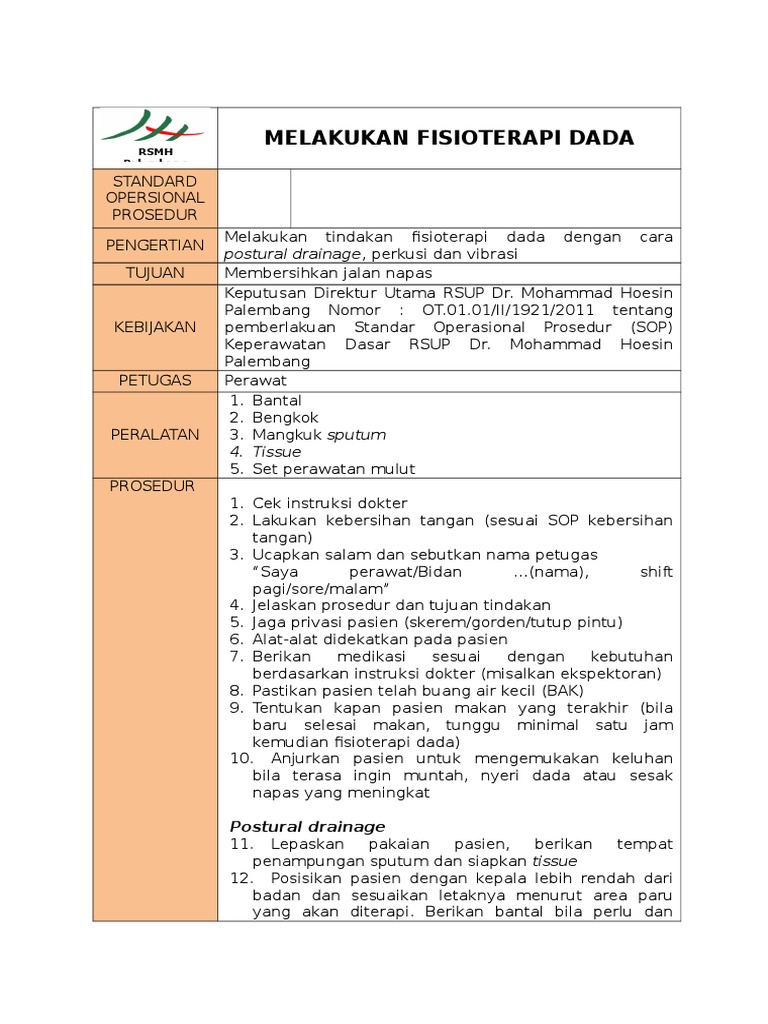 SOP Fisioterapi Dada MISWANTO | PDF