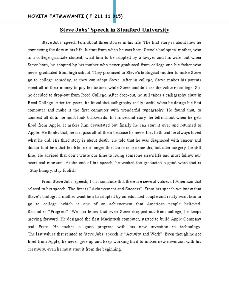 Steve Jobs' Stanford Speech Insights | PDF