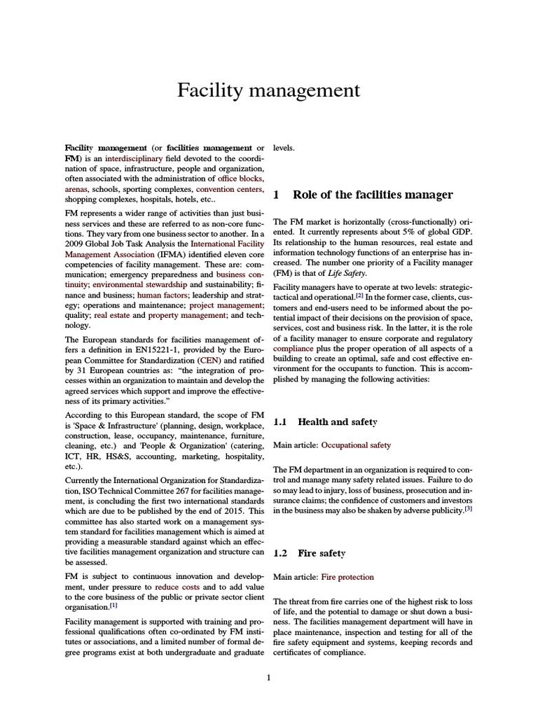 Facility management roles and responsibilities | PDF | Business ...
