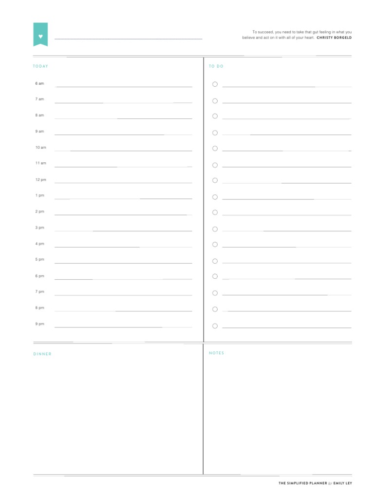 EmilyLey Printable DailyPlanner | PDF