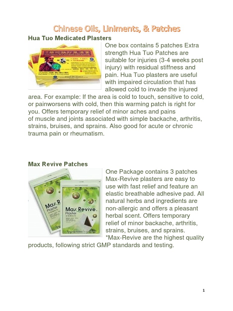 Chinese Oils, Liniments, & Patches | Download Free PDF | Back Pain | Pain
