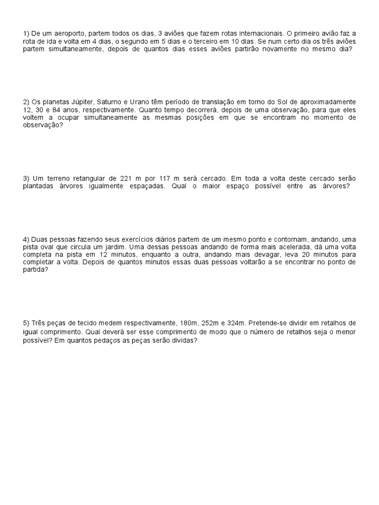 Problemas de MMC e MDC 2 | PDF