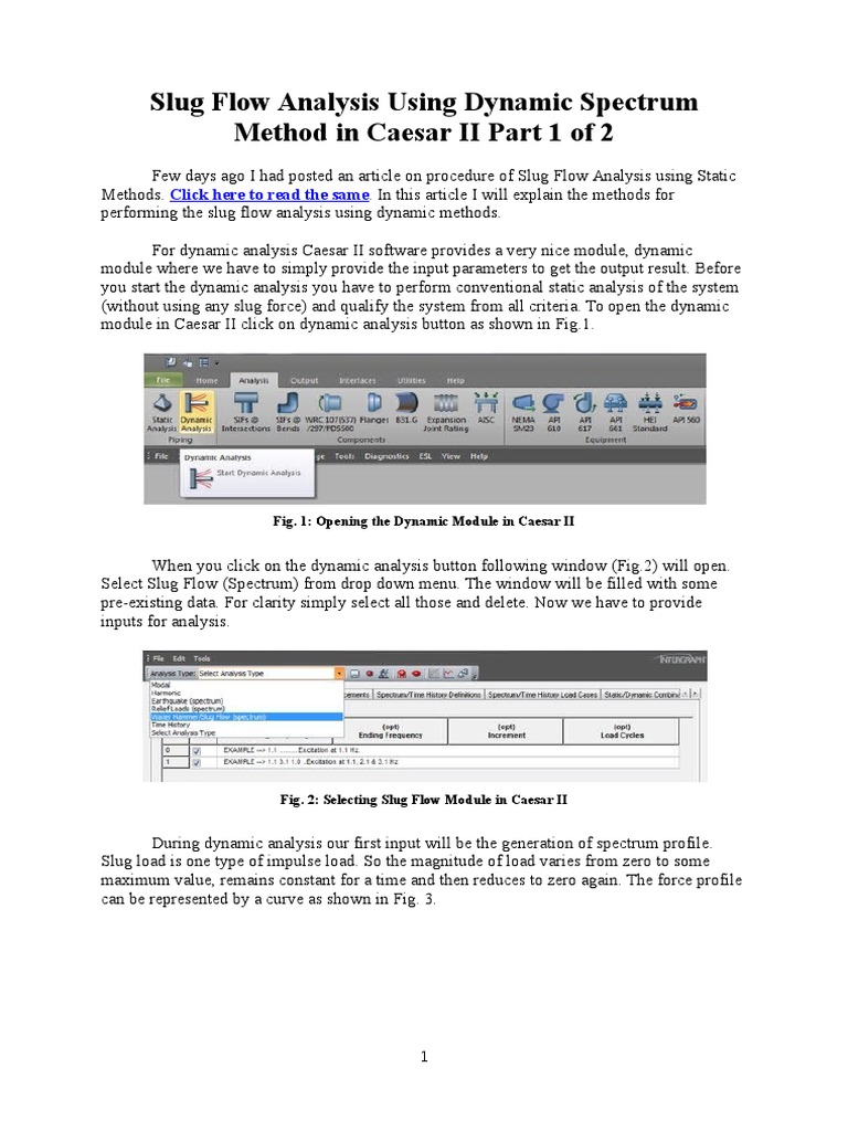 Slug Flow Analysis Using Dynamic Spectrum Method in Caesar II Part 1 of 2 | PDF | Spectral ...