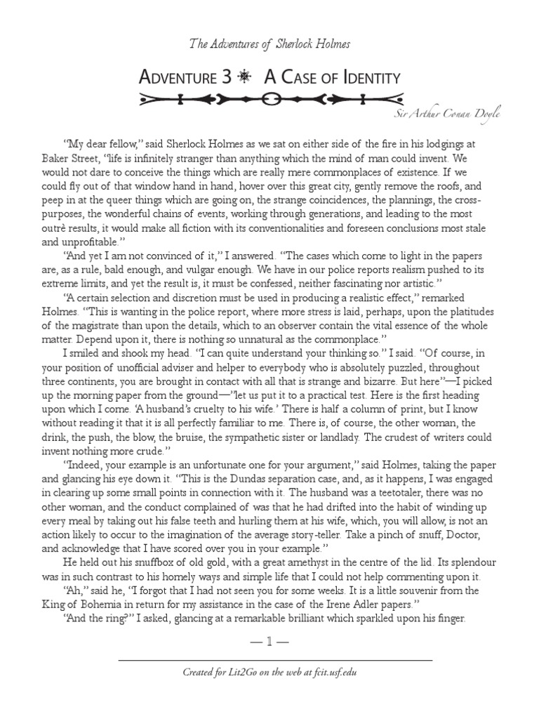 The Adventures of Sherlock Holmes 003 Adventure 3 A Case of Identity ...