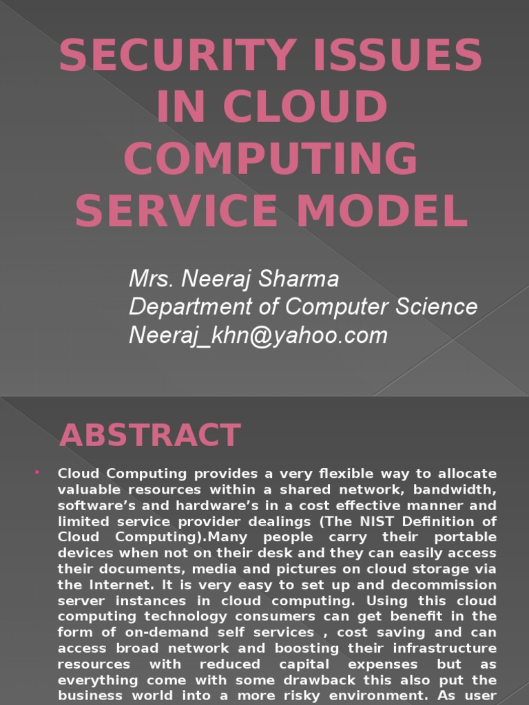 Security Issues in Cloud Computing Service Model | PDF | Platform As A Service | Cloud Computing