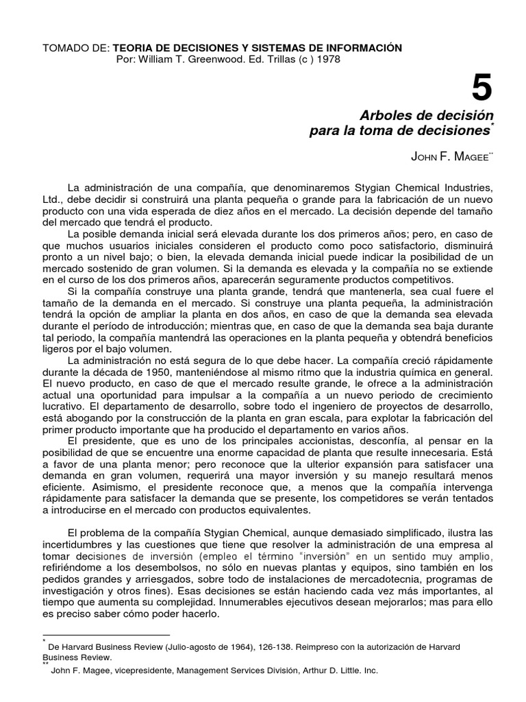 Arboles de Decisión (Magee) | PDF | Beneficio (economía) | Mercado ...