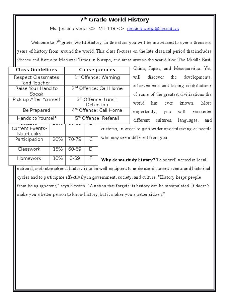 7th Grade World History Overview | PDF