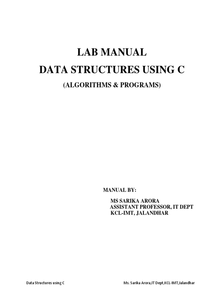 Data Structures Lab Manual Pdf Queue Abstract Data Type Algorithms And Data Structures 8479