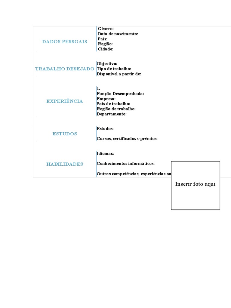 Modelo Curriculum Angola | PDF