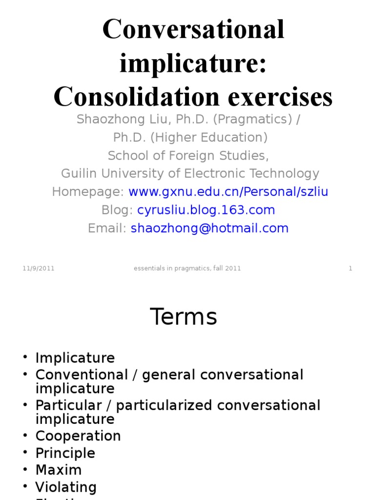 Conversation Implicatures | PDF | Relevance | Cognitive Science