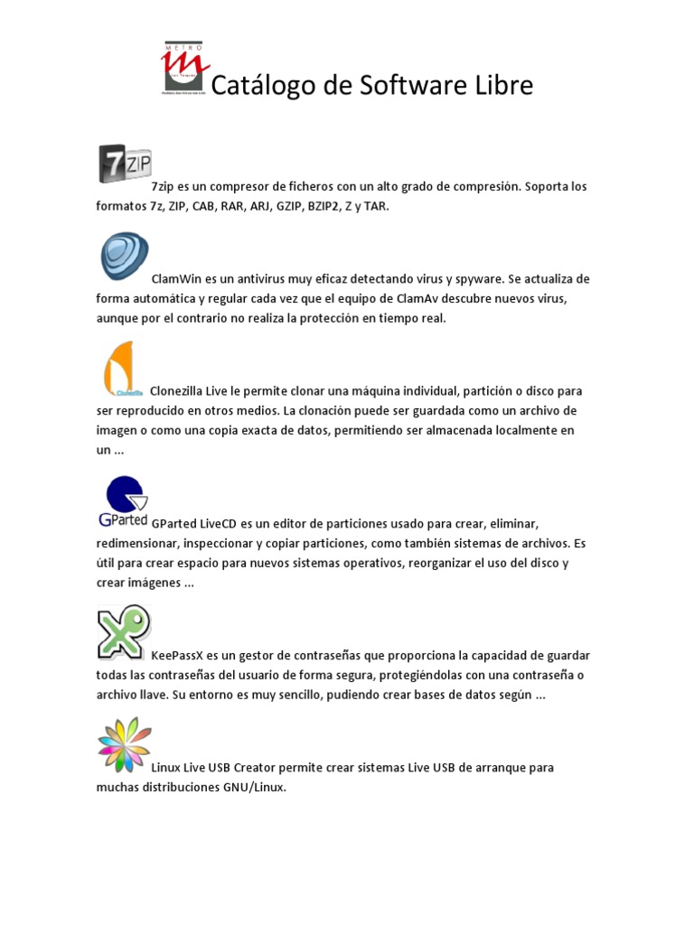 Catálogo de software libre y sus usos | PDF | Formato de Documento ...