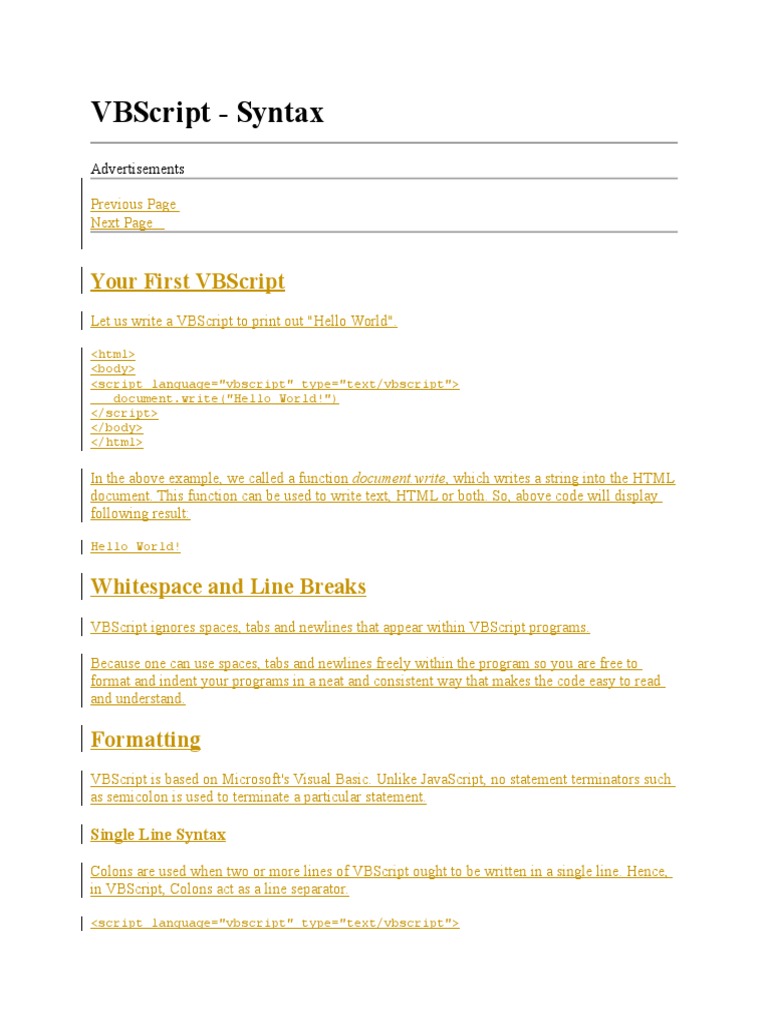 VBScript Basics | PDF | Computers