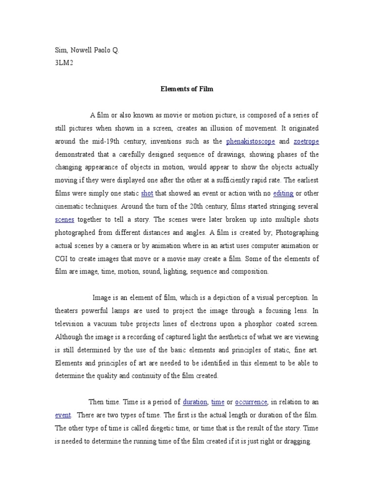 Element of Film | PDF | Composition (Visual Arts) | Lighting