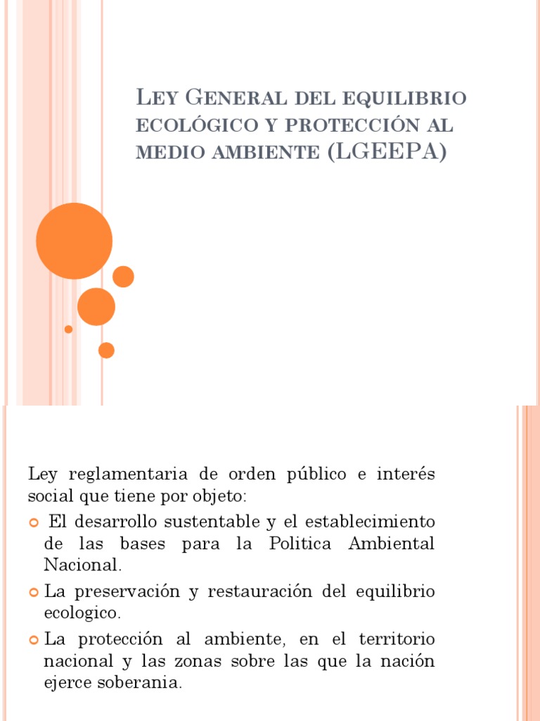 Ley General Del Equilibrio Ecológico y Protección Al Medio Ambiente ...
